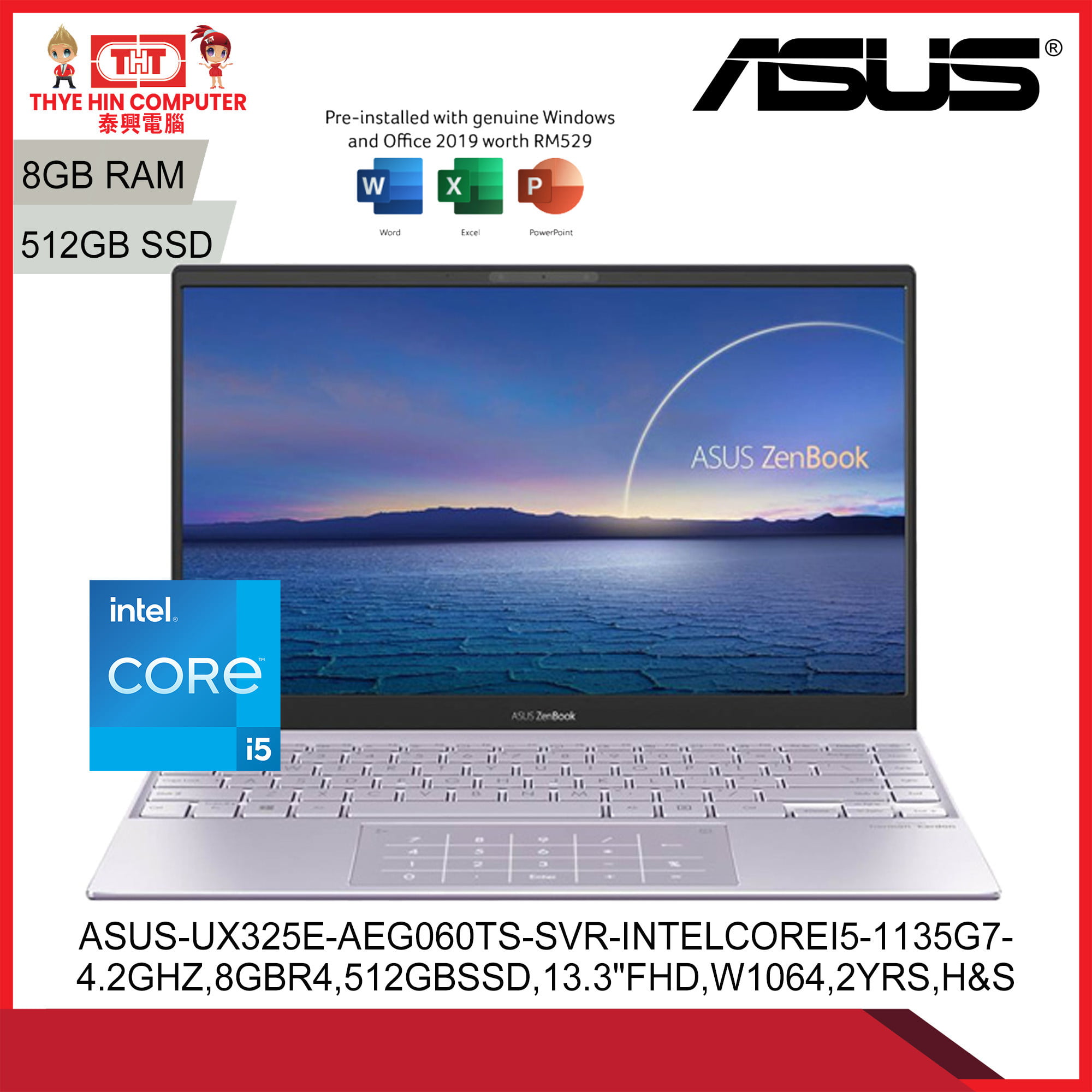 ASUS-UX325E-AEG060TS-SVR-INTELCOREI5-1135G7-4.2GHZ,8GBR4,512GBSSD,13.3 ...