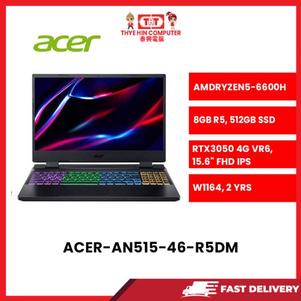ACER-AN515-46-R5DM-AMDRYZEN5-6600H,8GBR5,512GBSSD,RTX30504GVR6,15.6 ...