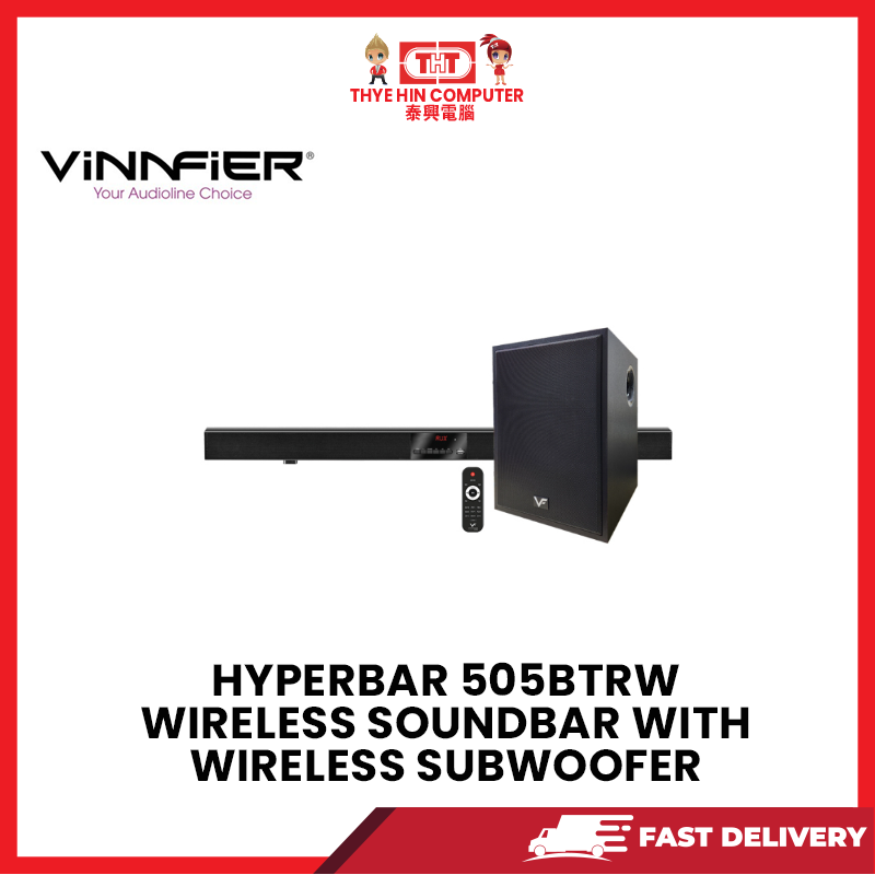 HYPERBAR 505BTRW WIRELESS SOUNDBAR WITH WIRELESS SUBWOOFER KARAOKE ...