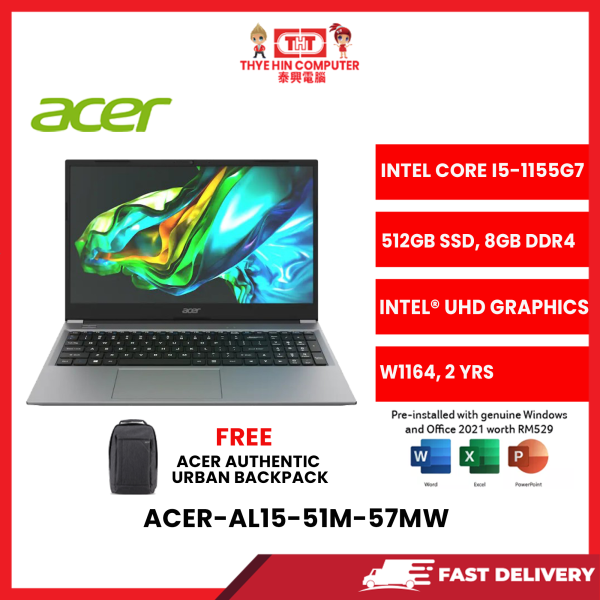 ACER-AL15-51M-57MW-GREY-INTELCOREI5-1155G7,8GBR4,512GB,INTELHD,15.6"FHD ...