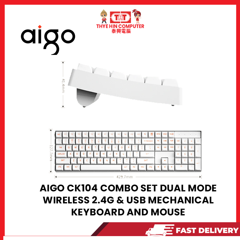 AIGO CK104 COMBO SET DUAL MODE WIRELESS 2.4G & USB MECHANICAL KEYBOARD AND MOUSE [SBN:Yes NILAI ...