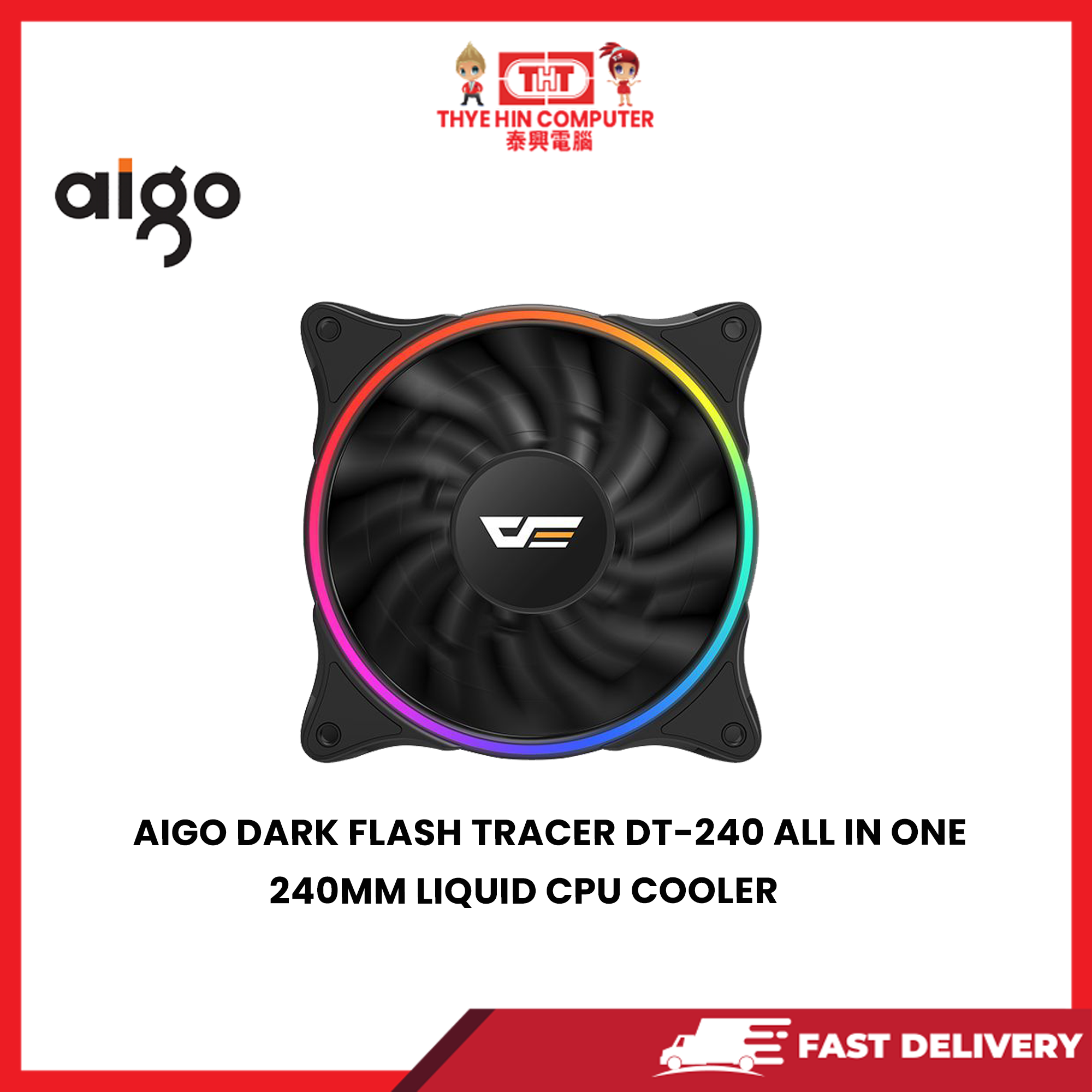 AIGO DARK FLASH TRACER DT-240 ALL IN ONE 240MM LIQUID CPU COOLER [SBN ...