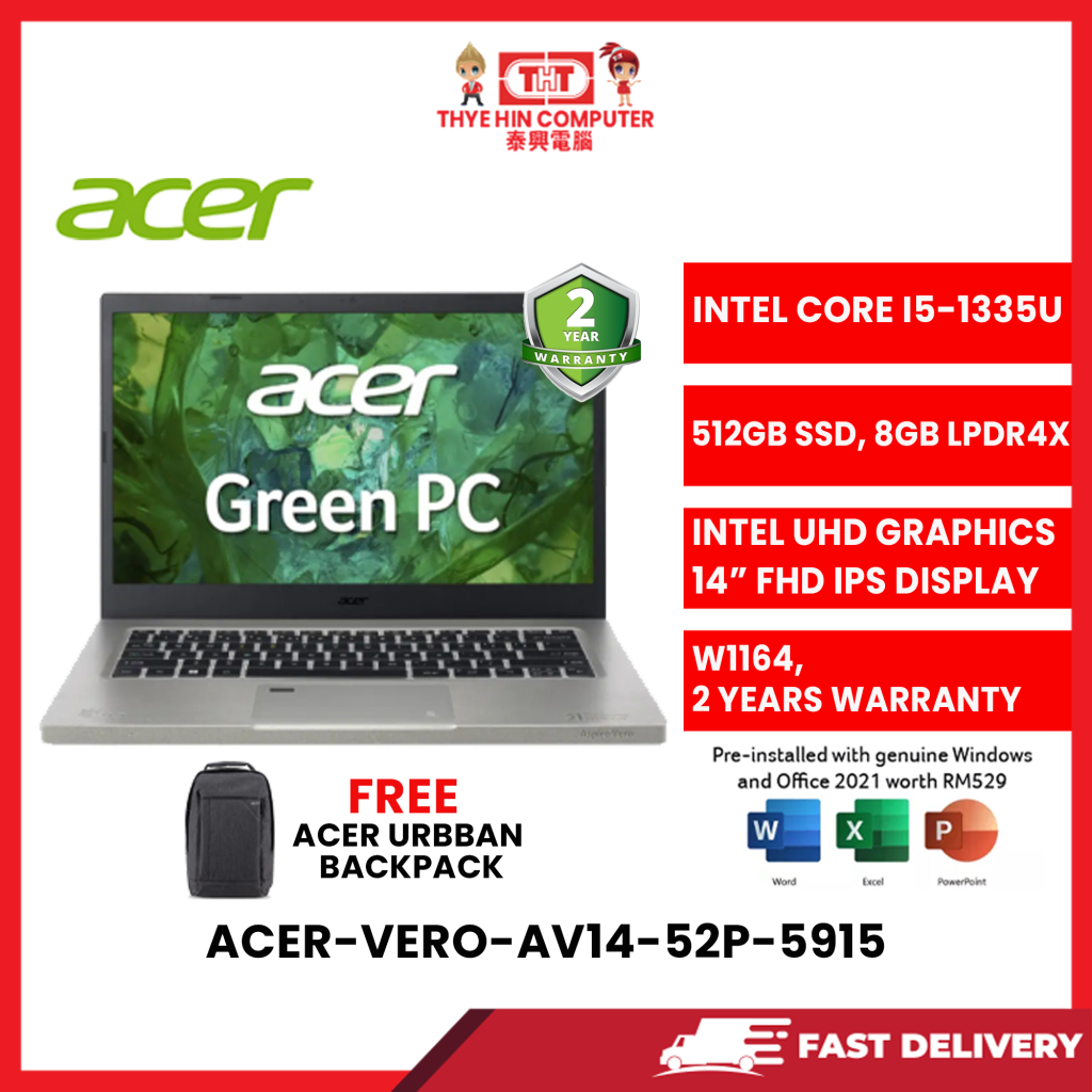 ACER-VERO-AV14-52P-5915-INTELCOREI5-1335U,8GBR4,512GBSSD,14"IPS,INTELHD ...