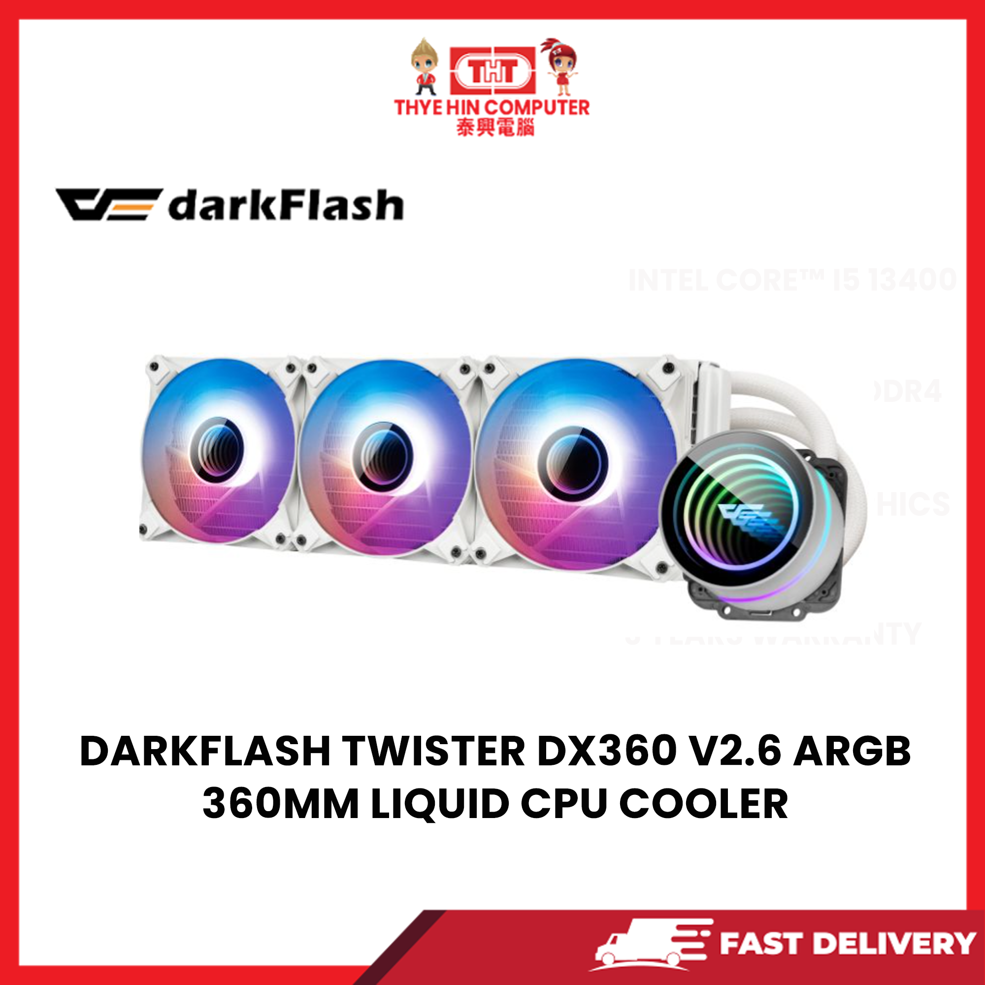 DARKFLASH TWISTER DX360 V2.6 ARGB 360MM LIQUID CPU COOLER [SBN:No NILAI ...