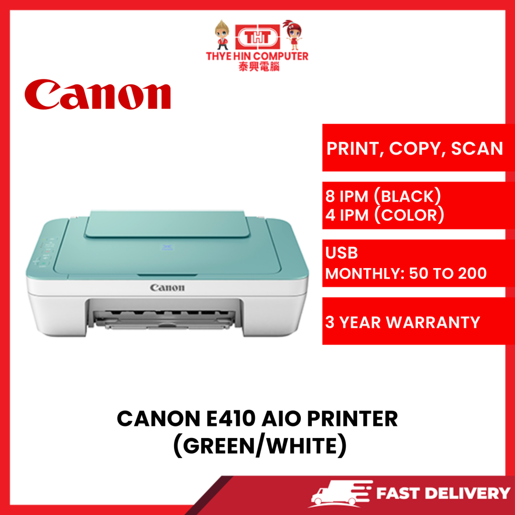 CANON E410 AIO PRINTER (GREEN/WHITE) NO TNG [SBN:YES NILAI:NO MELAKA ...